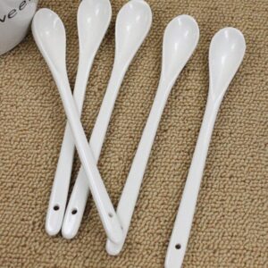 VNDEFUL 5PCS Stir-stirring Spoon With Ceramic Handle Creative Spoon Coffee Spoon