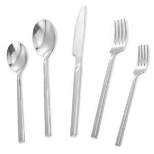 silverware set 20-piece stainless steel flatware cutlery set service for 4, tableware utensils set includes knife/spoon/fork for kitchen home restaurant gift, mirror polished, dishwasher safe silver