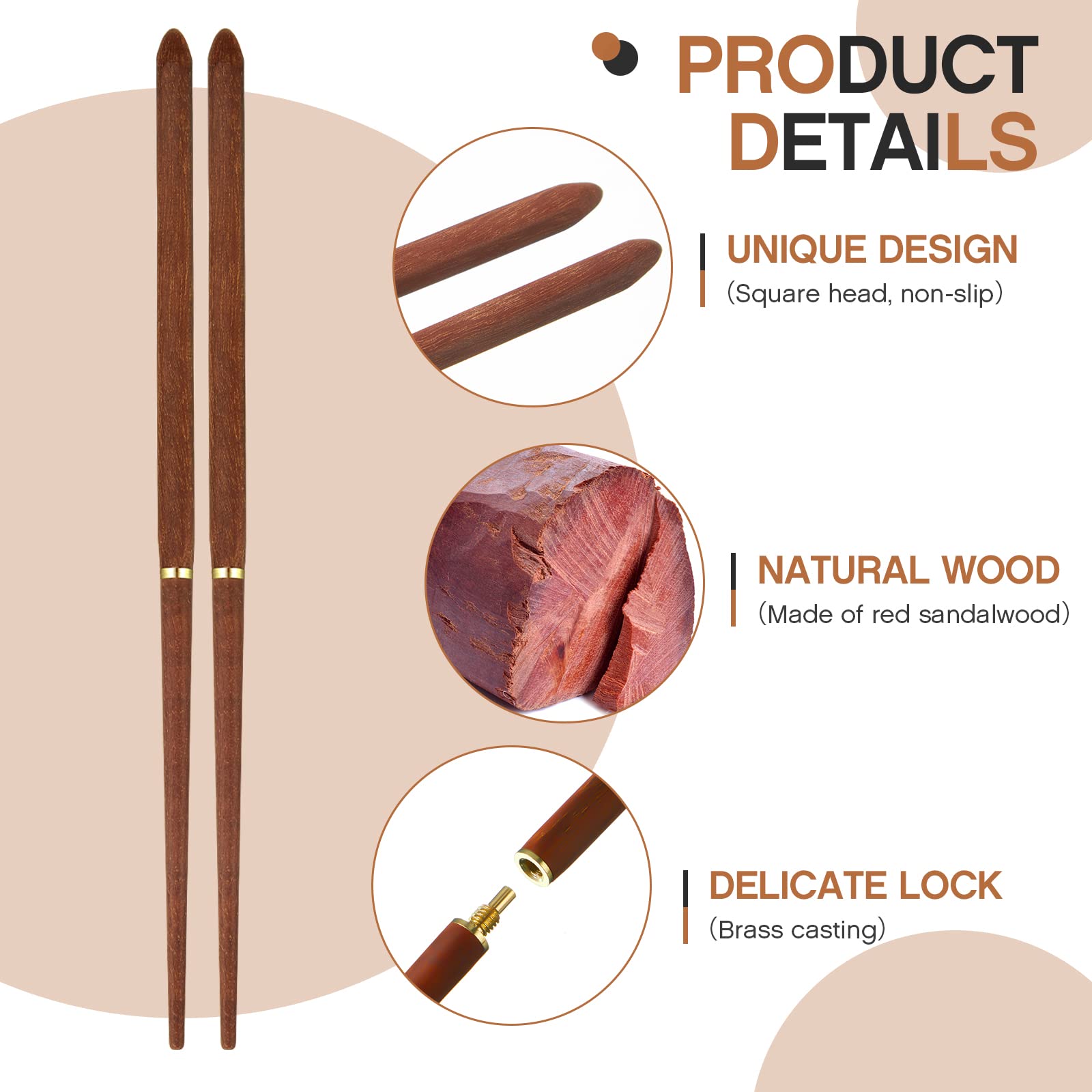 3 Pieces Rosewood Foldable Wood Chopsticks Portable Outdoor Utensils Reusable Travel Chopsticks Collapsible Chopsticks with 3 Pieces Carrying Pouch