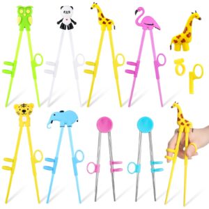 8 pairs kids training chopsticks learning chopstick helper children's learning chopstick with auxiliary device trainer chopstick set cute animals chopsticks for children beginners adults