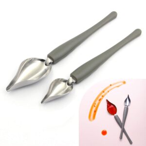 professional small precision culinary drawing decorating spoons set,2 pcs multi-use stainless steel chef culinary drawing spoons for decorative plates,cake,dessert with comfortable handle