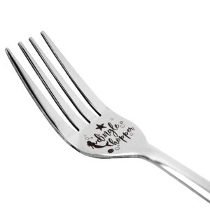 funny cute dinglehopper engraved stainless steel fork, dingle hopper fork for friends sister kids girls women birthday christmas gift