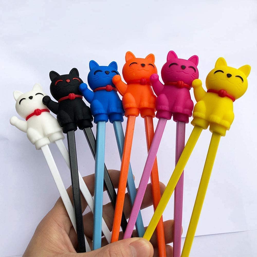 Carykon Cute Tableware Learning Training Helper Chopsticks for Kid Beginner Adult (3pcs, Lucky cat)