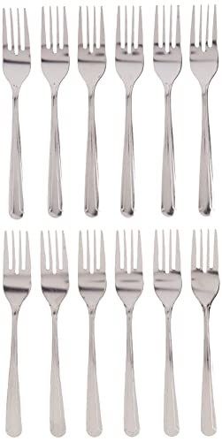 Winco 12-Piece Dominion Salad Fork Set, 18-0 Stainless Steel, Silver