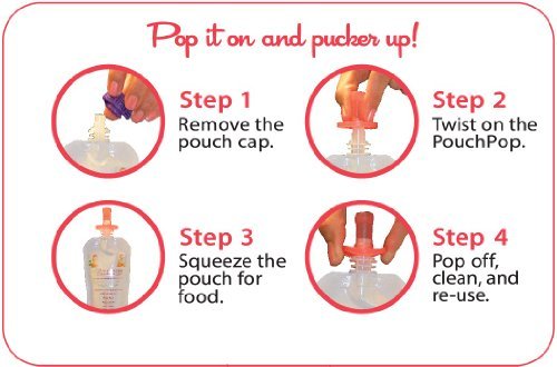 PouchPop Topper 4 Count for Pouch Feeding, 4 Months Plus