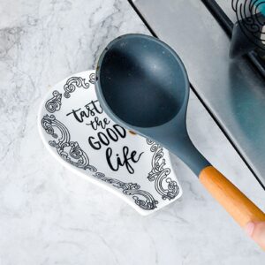 Yoeuen Green Ceramic Spoon Rest for StoveTop, 5.5inch Spoon Holder for Kitchen Counter Heat-Resistant, Classic Style Large Utensil Rest for Spatula, Spoons or Tongs, 1pcs