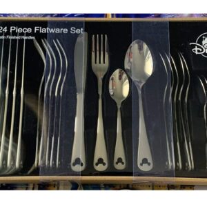 Disney Parks Mickey Mouse Icon Silhouette 24 pcs Satin Finish Silverware Flatware Set