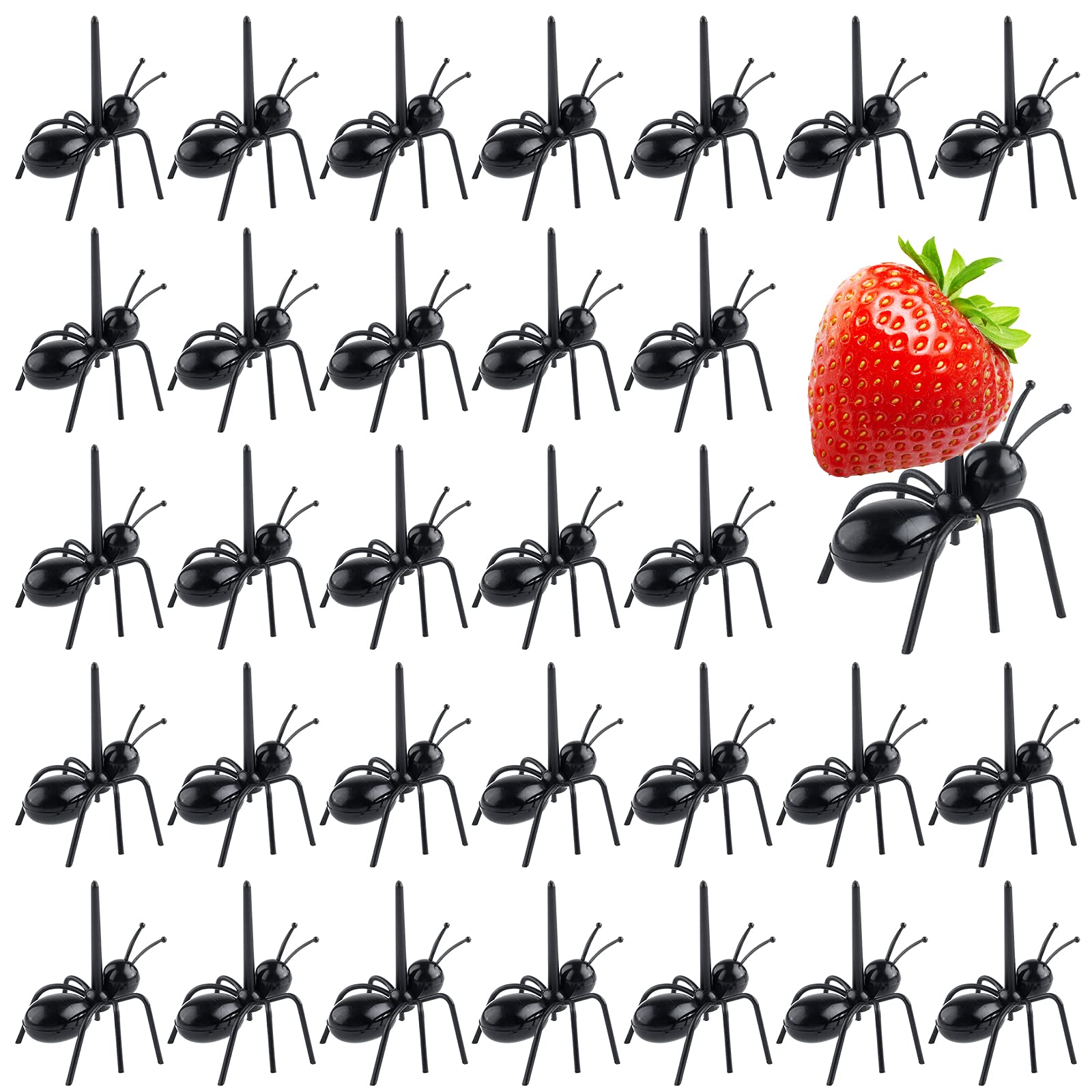 ASTARON 36 Pcs Ant Food Picks for Bug Themed Birthday Party Halloween Party Decorations Supplies Fruit Dessert Forks Reusable Ant Food Pick Appetizer Forks for Snack Cake Dessert