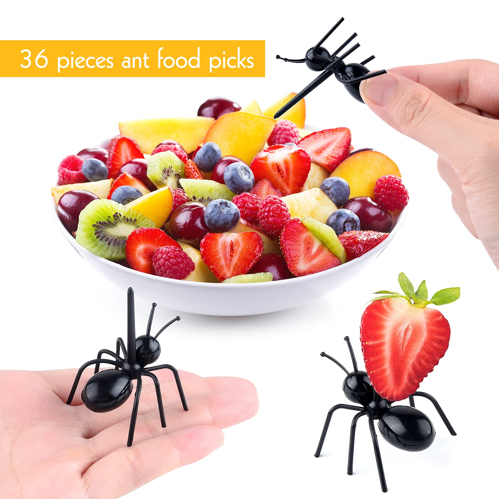 ASTARON 36 Pcs Ant Food Picks for Bug Themed Birthday Party Halloween Party Decorations Supplies Fruit Dessert Forks Reusable Ant Food Pick Appetizer Forks for Snack Cake Dessert