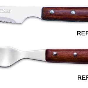 Arcos Steak Set 12 pieces 4 Inch Nitrum Stainless Steel. Ergonomic Polyoxymethylene POM Handle and 110 mm knife Blade. Pocket Knife Pack with Pearl Edge for Cutting Meat. Series Mesa. Color Brown