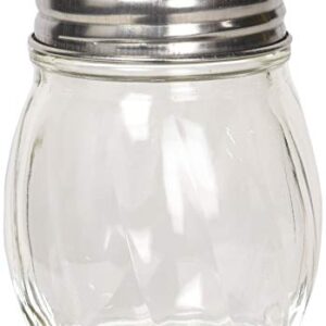 Winco Cheese Shakers with Slotted Tops, 6-Ounce,Clear, Stainless Steel,Medium