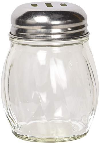 Winco Cheese Shakers with Slotted Tops, 6-Ounce,Clear, Stainless Steel,Medium