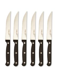 miu france 6-piece gourmet steak knife set, silver/black