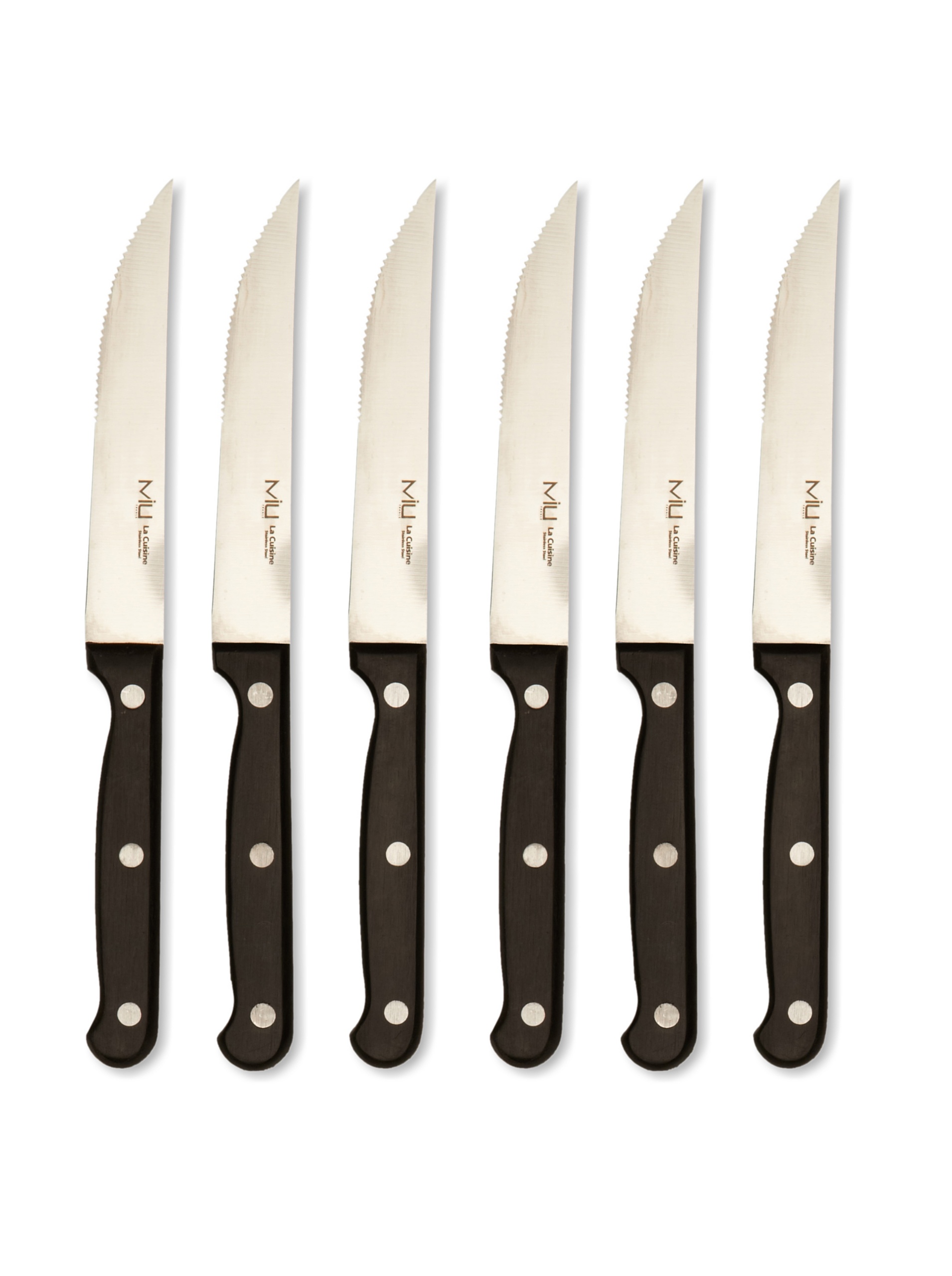 MIU France 6-Piece Gourmet Steak Knife Set, Silver/Black