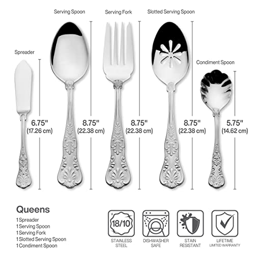 Wallace Queen 65-Piece 18/10 Stainless Steel Flatware Set, Silver, Service for 12 -