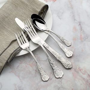 Wallace Queen 65-Piece 18/10 Stainless Steel Flatware Set, Silver, Service for 12 -