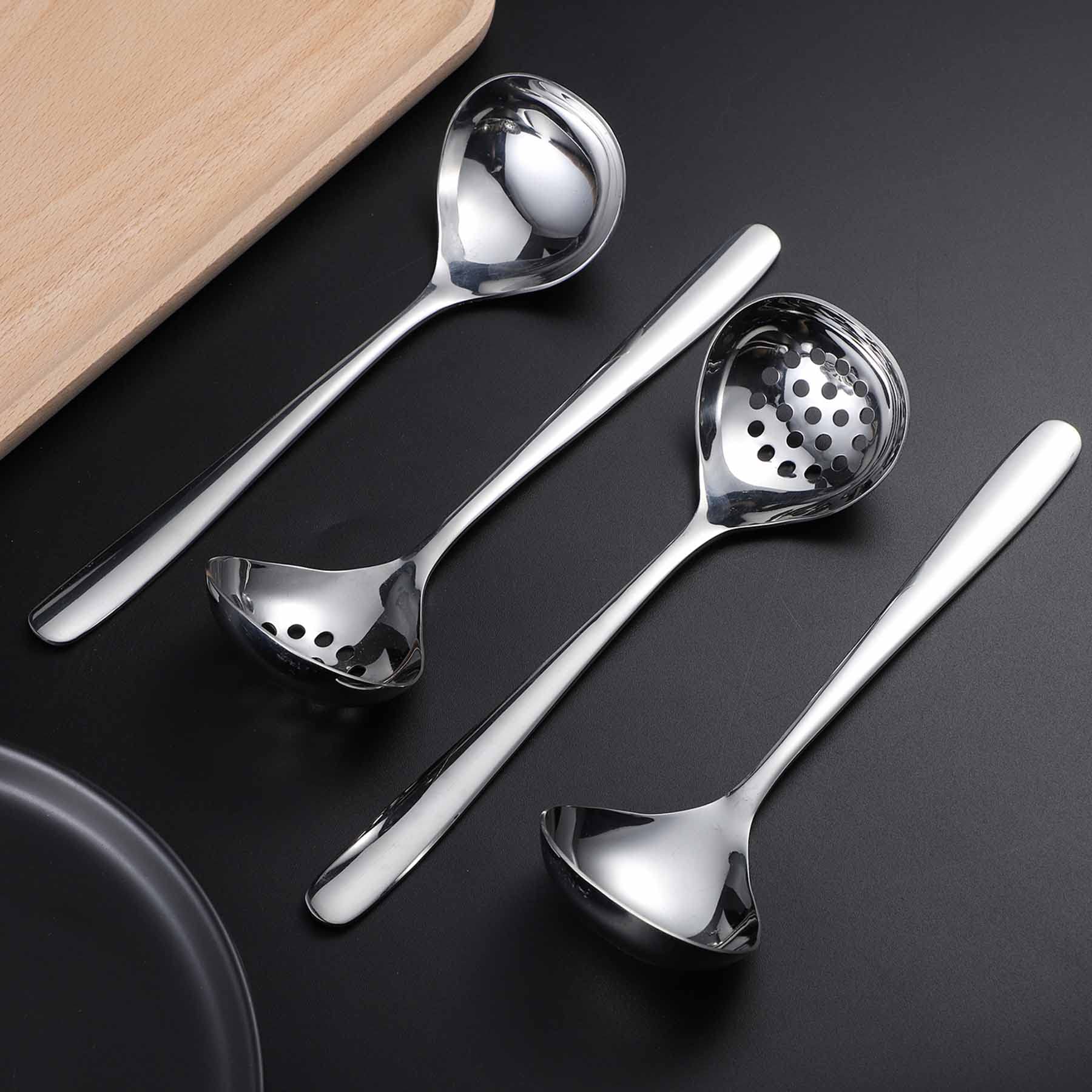 Stainless Steel Serving Spoons Set of 4, Slotted Serving Spoons, Serving Spoons for Party Buffet Catering Banquet (TP-01)