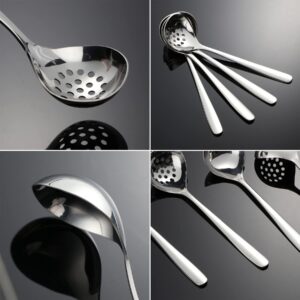 Stainless Steel Serving Spoons Set of 4, Slotted Serving Spoons, Serving Spoons for Party Buffet Catering Banquet (TP-01)