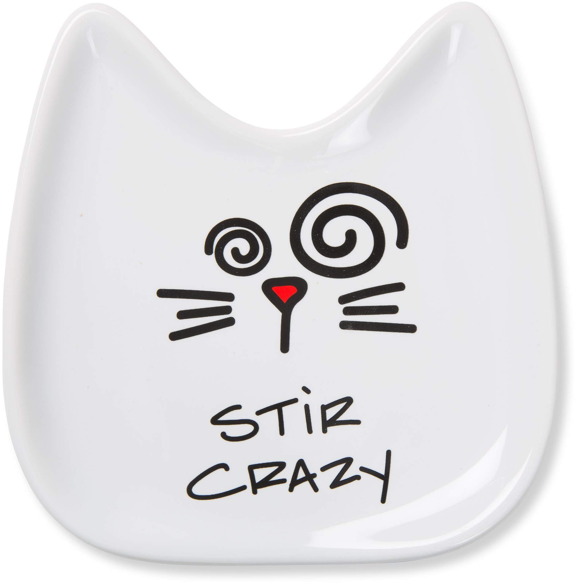 Pavilion Gift Company Blobby Cat, Cat Spoon Rest "Stir Crazy", 5", White