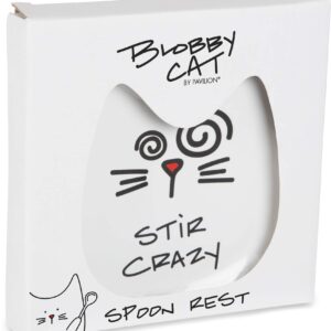 Pavilion Gift Company Blobby Cat, Cat Spoon Rest "Stir Crazy", 5", White