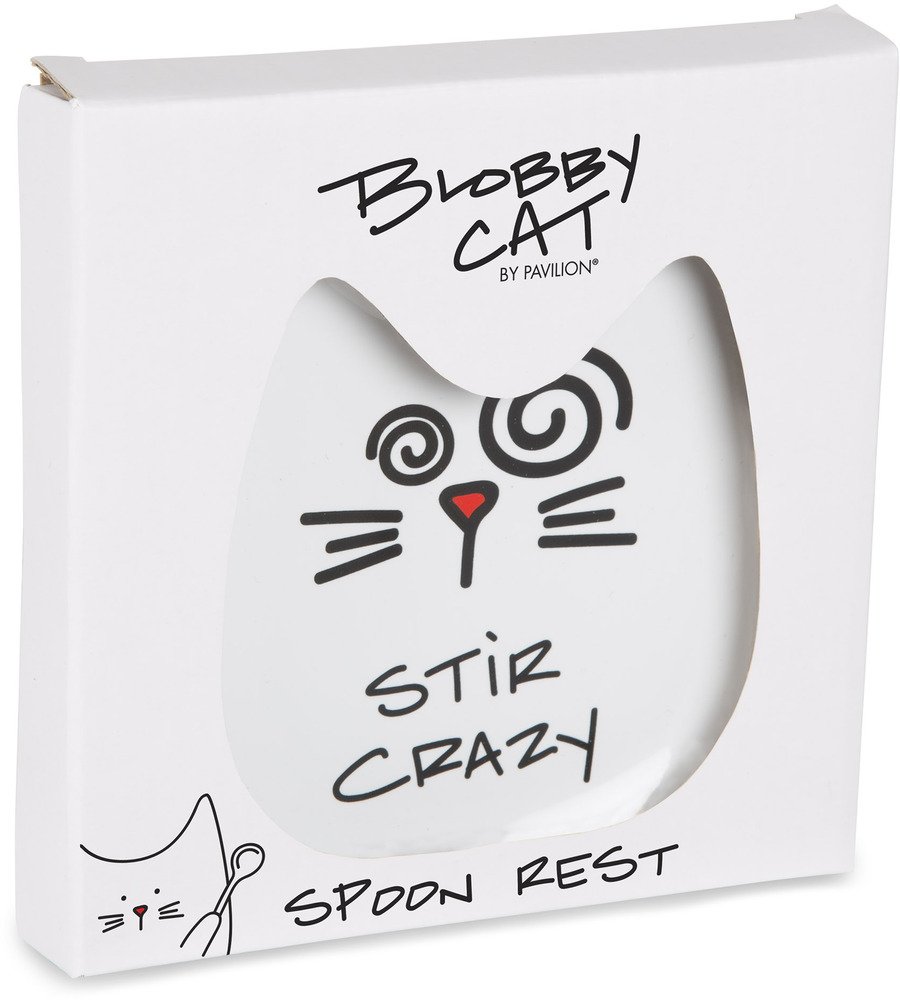 Pavilion Gift Company Blobby Cat, Cat Spoon Rest "Stir Crazy", 5", White