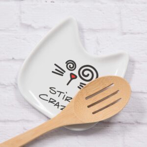 Pavilion Gift Company Blobby Cat, Cat Spoon Rest "Stir Crazy", 5", White