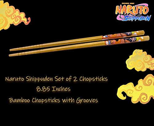 JUST FUNKY Naruto Shippuden Chopsticks Set of 2 - Official Naruto Collectible Chopsticks - Includes 2 Matching Sets of Bamboo Chopsticks - 8.85 Inches Long Anime Chopsticks