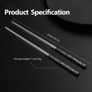 Hagary Tiger Chopsticks Metal Chopsticks Reusable Designed In Korea Japanese Style Stainless Steel 316 18/10 Non-Slip Dishwasher Safe Laser Etched (Black - 2 Pairs)