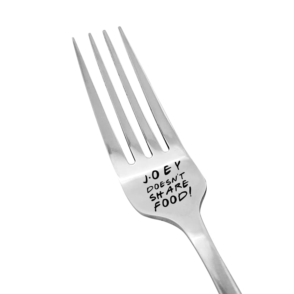 WHING Funny Joey Doesn't Share Food Engraved Tableware Salad Fork, Cake Dessert Salad Forks for Men, Women, Friends, Sister, Brother, Birthday Party Christmas Thanksgiving Gifts