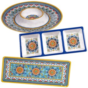 certified international portofino melamine hostess set, multi colored, large