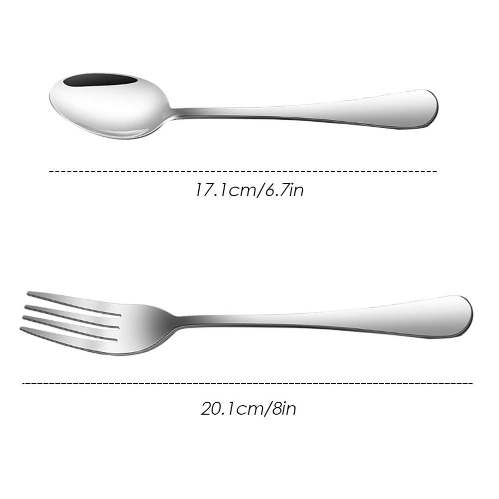 Set of 12, Stainless Steel Dinner Forks and Spoons, findTop Heavy-duty Forks (8 Inch) and Spoons (7 Inch) Cutlery Set