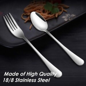 Set of 12, Stainless Steel Dinner Forks and Spoons, findTop Heavy-duty Forks (8 Inch) and Spoons (7 Inch) Cutlery Set