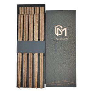 m.g wenge wood chopsticks,10 pairs wooden chopsticks,chinese japanese korean reusable wood chopsticks,dishwasher safe chopsticks(9.8inch)