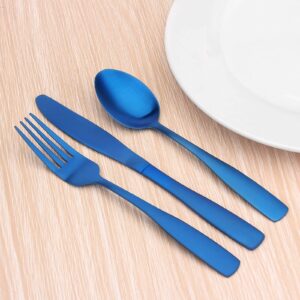 Matte Blue Silverware Set, Satin Finish 20-Piece Stainless Steel Flatware set, Tableware Cutlery Set Service for 4, Utensils for Kitchens, Dishwasher Safe