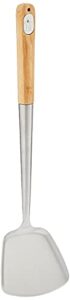 tablecraft wok spatula with bamboo handle, 14.5-inch, stainless steel