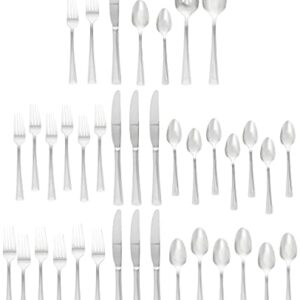 Oneida Cella 42 Piece Everyday Flatware, Service for 8, 18/0 Stainless Steel, Silverware Set