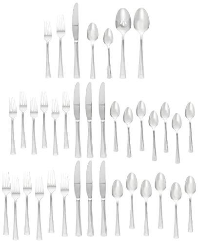 Oneida Cella 42 Piece Everyday Flatware, Service for 8, 18/0 Stainless Steel, Silverware Set