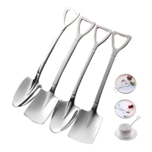 taoranju shovel spoons for desserts, 4 pcs stainless steel ice cream spoons espresso spoons coffee spoons reusable tiny pointed spoons for dessert tea sugar cake yogurt