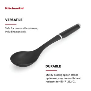 KitchenAid Classic Soup Ladle, One Size, Black 2 & Classic Basting Spoon, One Size, Black 2