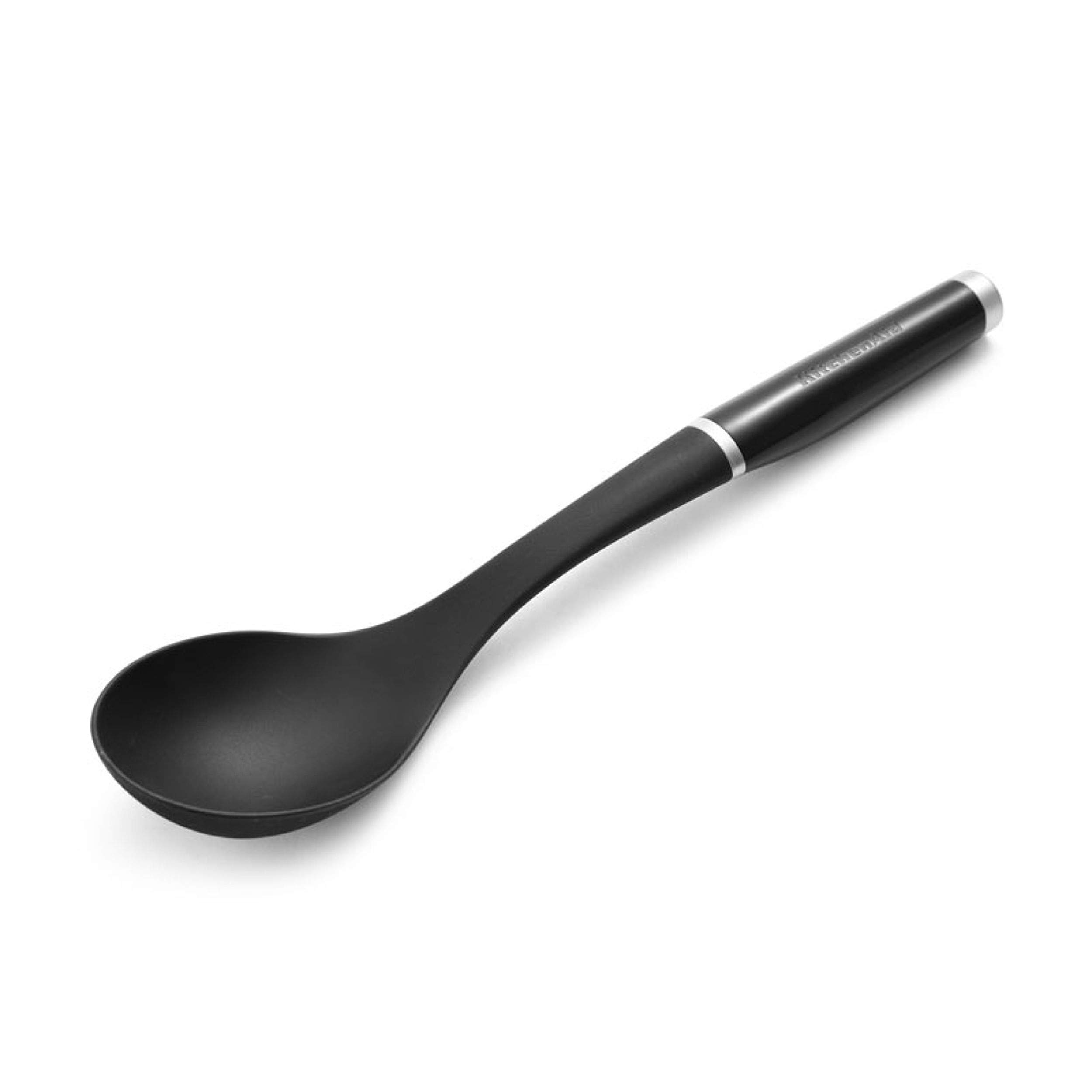 KitchenAid Classic Soup Ladle, One Size, Black 2 & Classic Basting Spoon, One Size, Black 2