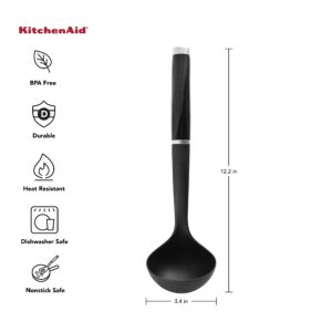 KitchenAid Classic Soup Ladle, One Size, Black 2 & Classic Basting Spoon, One Size, Black 2