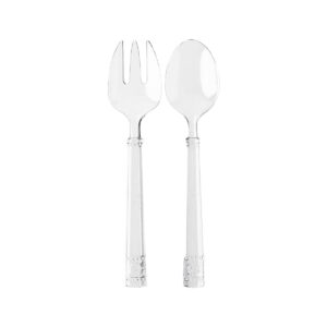 juliska isabella acrylic salad servers, acrylic glass - unbreakable, clear acrylic, embossed salad serving utensils