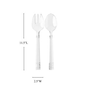 Juliska Isabella Acrylic Salad Servers, Acrylic Glass - Unbreakable, Clear Acrylic, Embossed Salad Serving Utensils