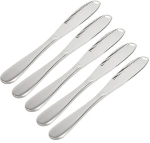 lazooy 5 pack butter spreader knife with holes butter knives & picks stainless-steel butterknives silverware table dinner knifes for cold butter dessert meat