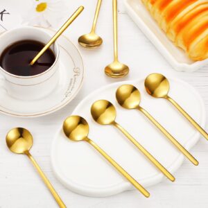 50 Pieces Espresso Spoons Gold Coffee Spoons Mini 5.3 Inches Stainless Steel Demitasse Teaspoons Small Stir Spoons for Tea Sugar Ice Cream Dessert Soup Cake Antipasto Cappuccino Serving