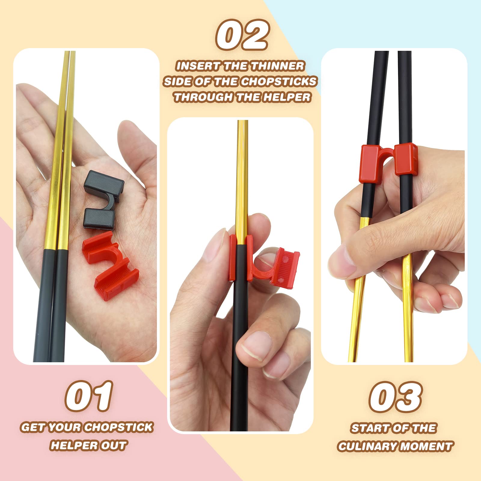 6PCS Chopstick Helper Kids, Chopstick Trainer Beginner Learning Practice & Training Chopsticks for Adult Kid with Chinese Japanese Korean Food