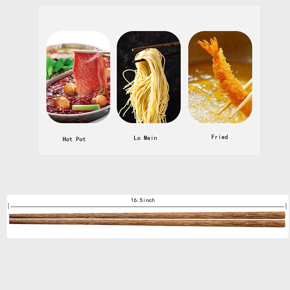 16.5 Inch Long Cooking Chopstick Wooden Chopstick Long Hot Pot Chopstick 10 pairs Wooden Frying Chopstick, for Hot Pot, Frying, Noodle, Cooking Favor