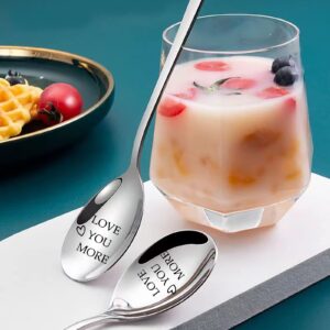 Jowmoy Love You More - Anniversary Birthday Gifts for Couple, Christmas Gifts, Personalized Coffee Spoon 1 Pcs silvery