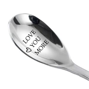 Jowmoy Love You More - Anniversary Birthday Gifts for Couple, Christmas Gifts, Personalized Coffee Spoon 1 Pcs silvery