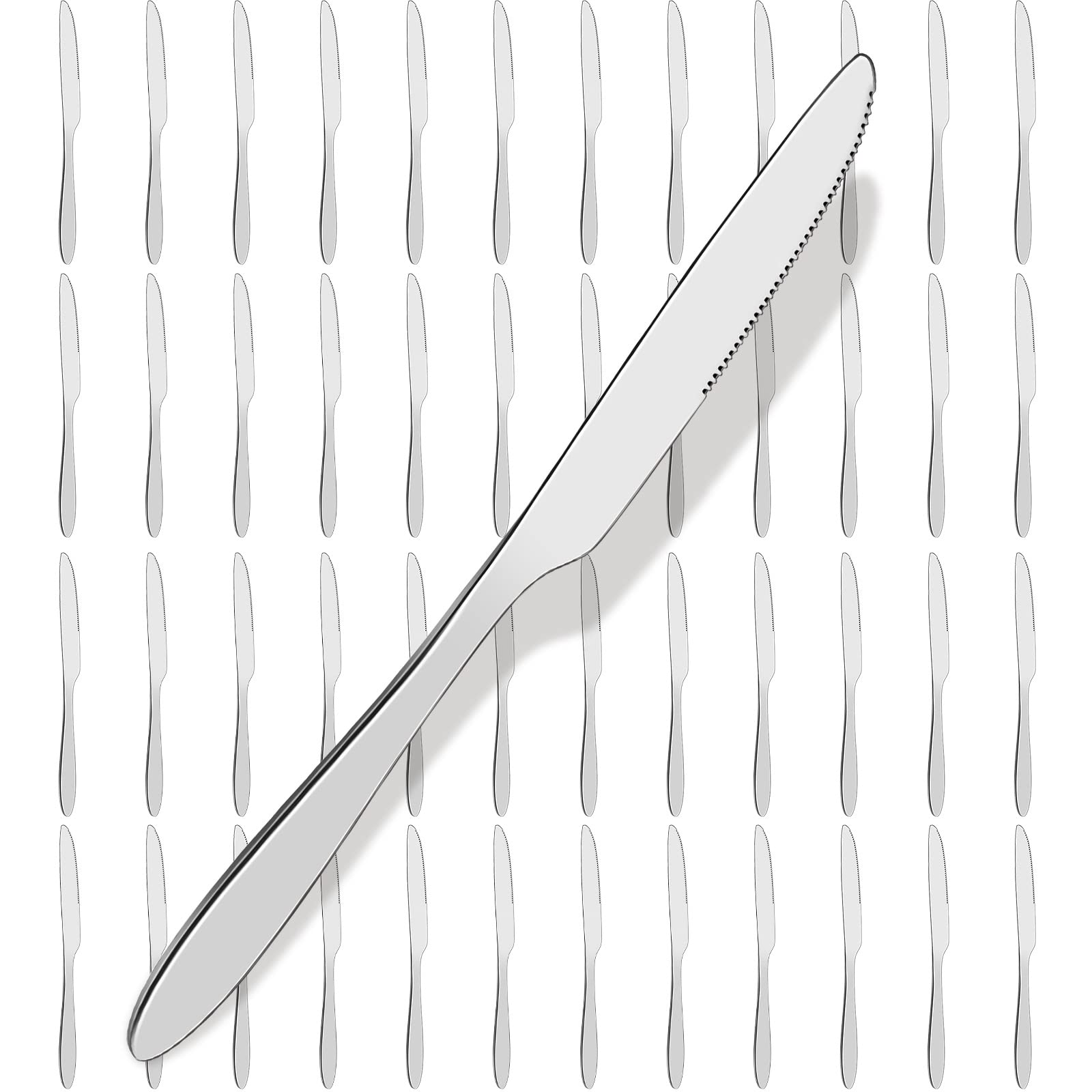 Nuenen 50 Pieces Knives Bulk Stainless Steel Butter Knives 8.5 Inch Table Knives for Kitchen Restaurant Butter Spreader Flatware Silverware